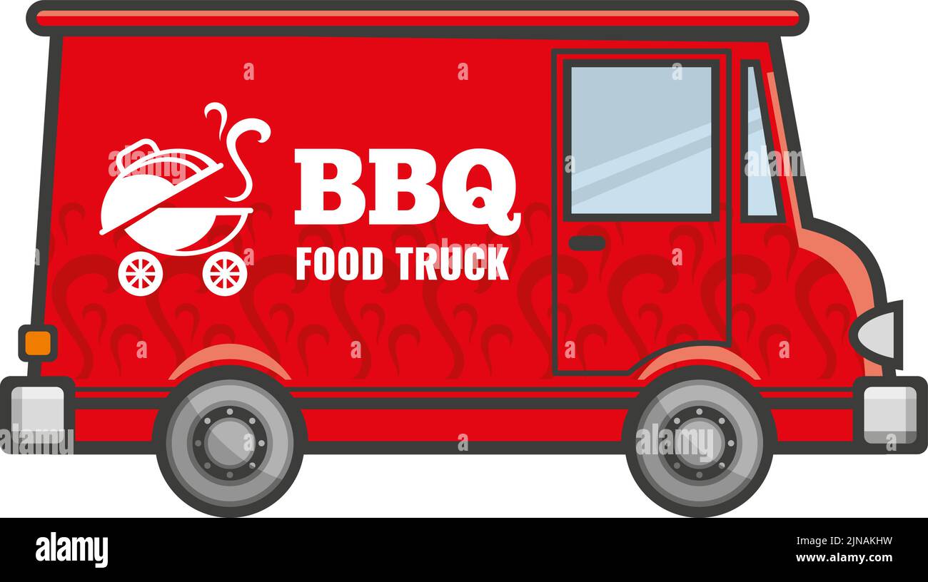 Bbq food track icon. Red street transport Stock Vector Image & Art - Alamy