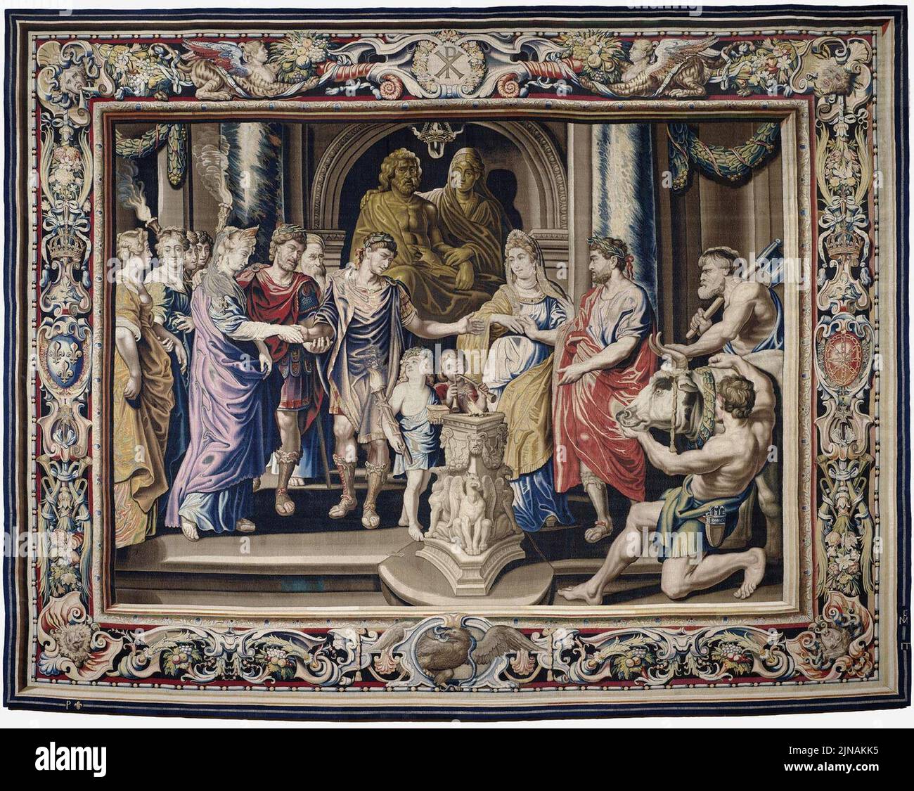 Tapestry showing the Marriage of Constantine and Fausta Stock Photo - Alamy