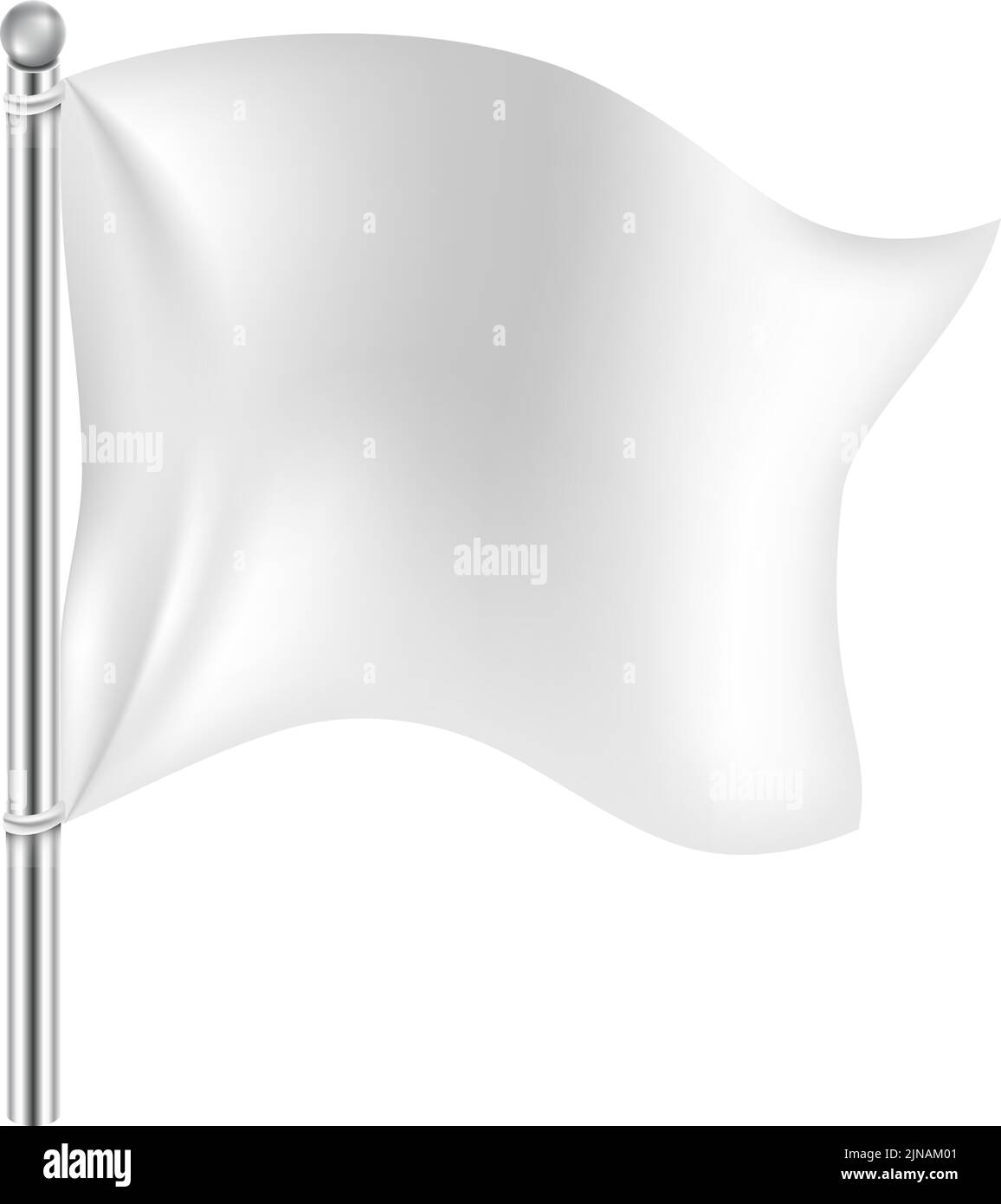 Waving fabric flag mockup. White realistic textile Stock Vector Image ...