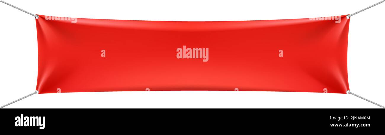 Red fabric banner. Realistic promo ad hanging Stock Vector Image & Art ...