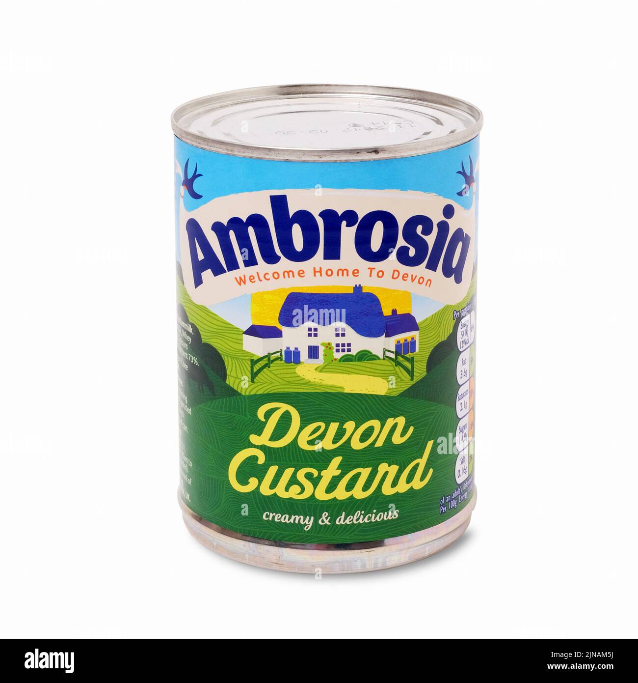 Can of Ambrosia Devon custard isolated on white with path cut out Stock ...