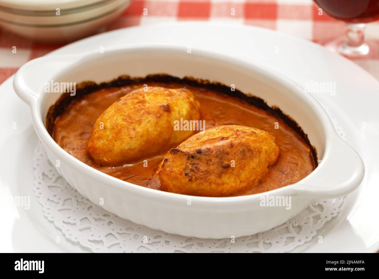 homemade quenelle (fluffy fish dumplings with creamy crayfish sauce ), French Lyonnais cuisine ...