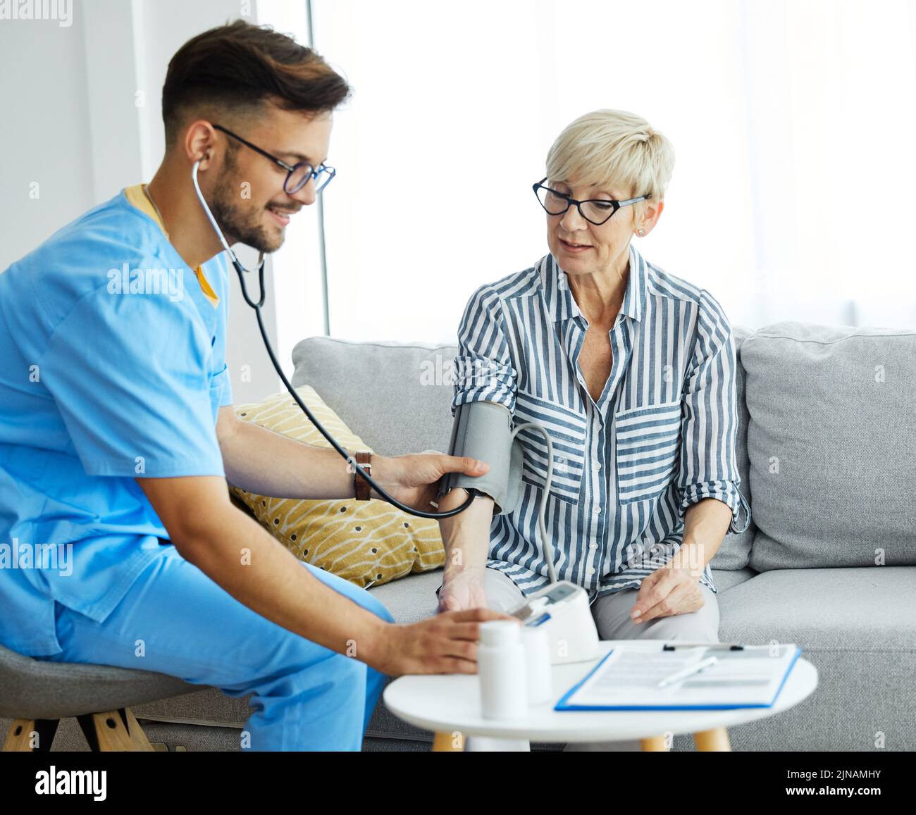 nurse doctor senior woman health care help retirement home hospital ...