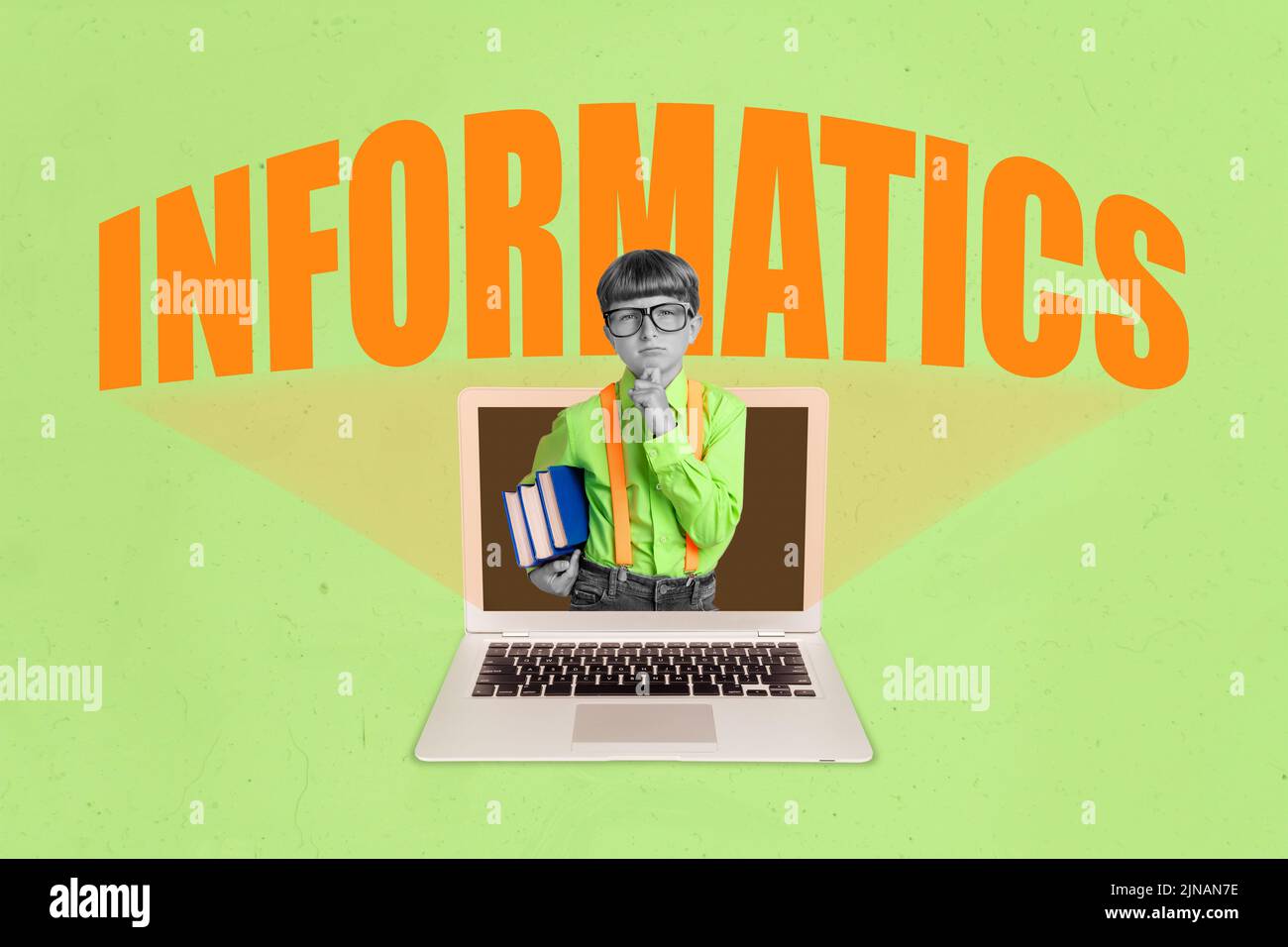 Composite collage picture of small boy black white gamma inside ...