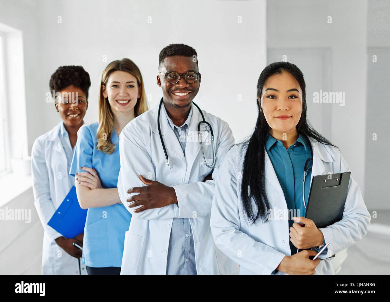 doctor woman portrait hospital team man nurse medical health medicine diversity unity ...