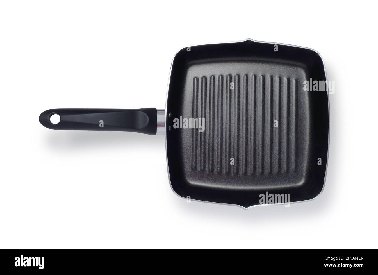 Griddle frying pan shot from above isolated on white background with ...