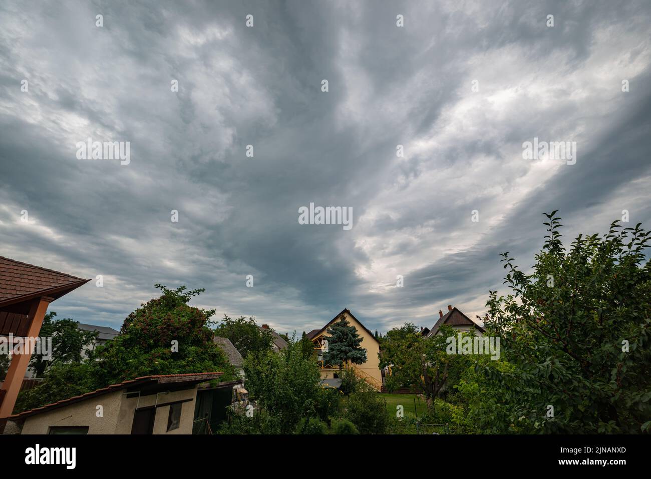 Wide angle shot of wave clouds seen from below. These clouds belonged ...