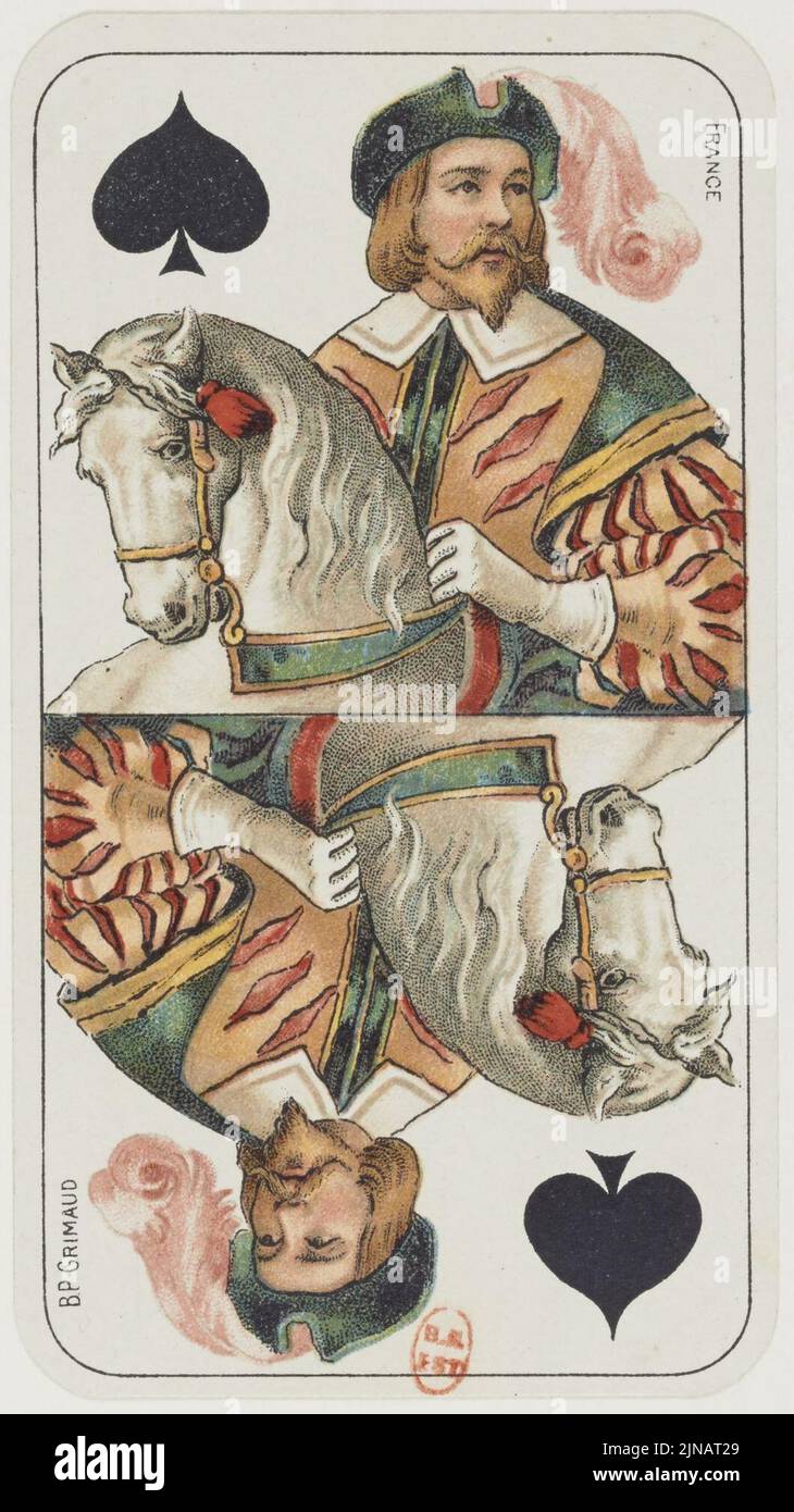 Tarot nouveau - Grimaud - 1898 - Spades - Knight Stock Photo - Alamy