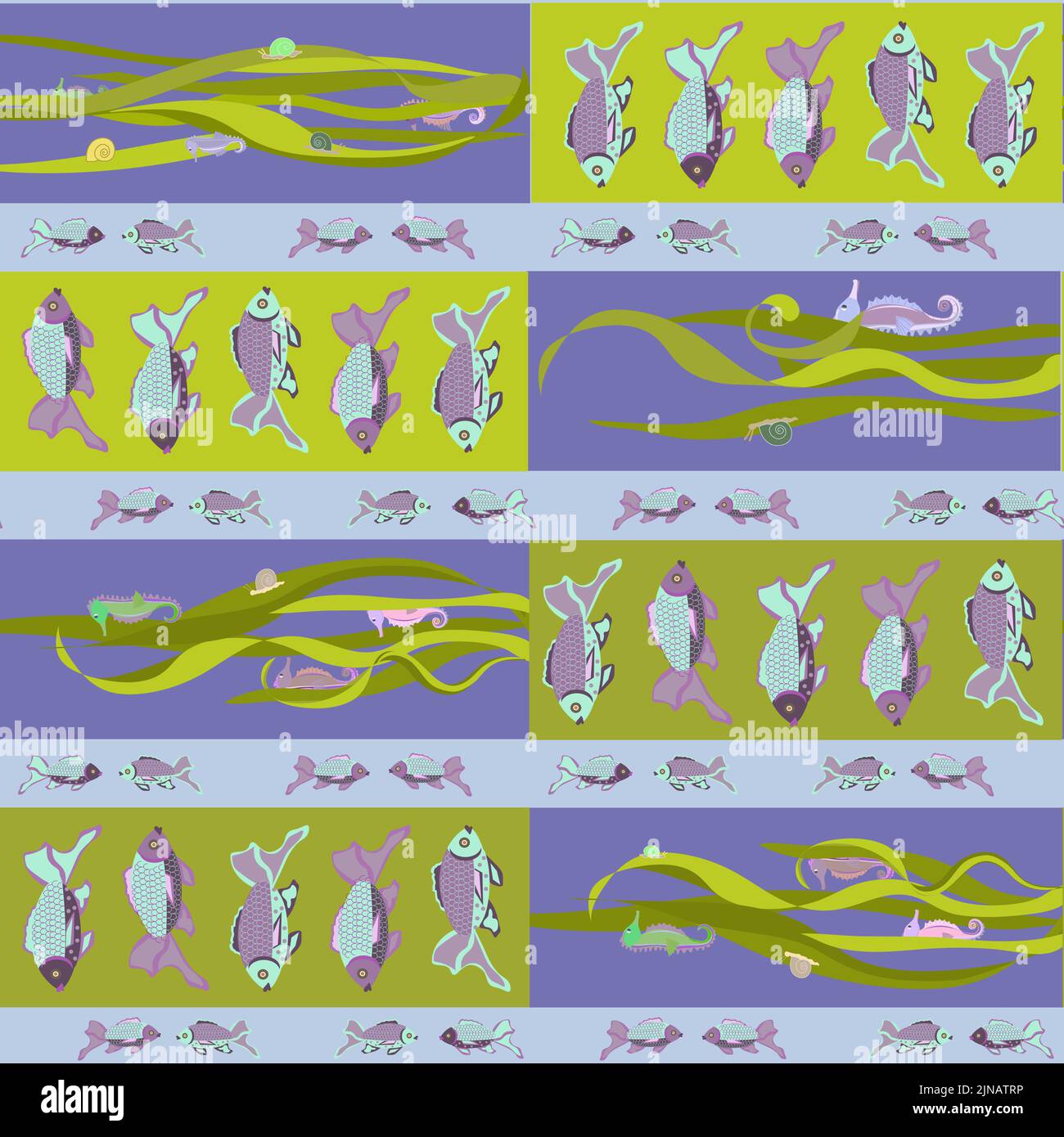 a pattern without a background with the image of colorful fish and ...