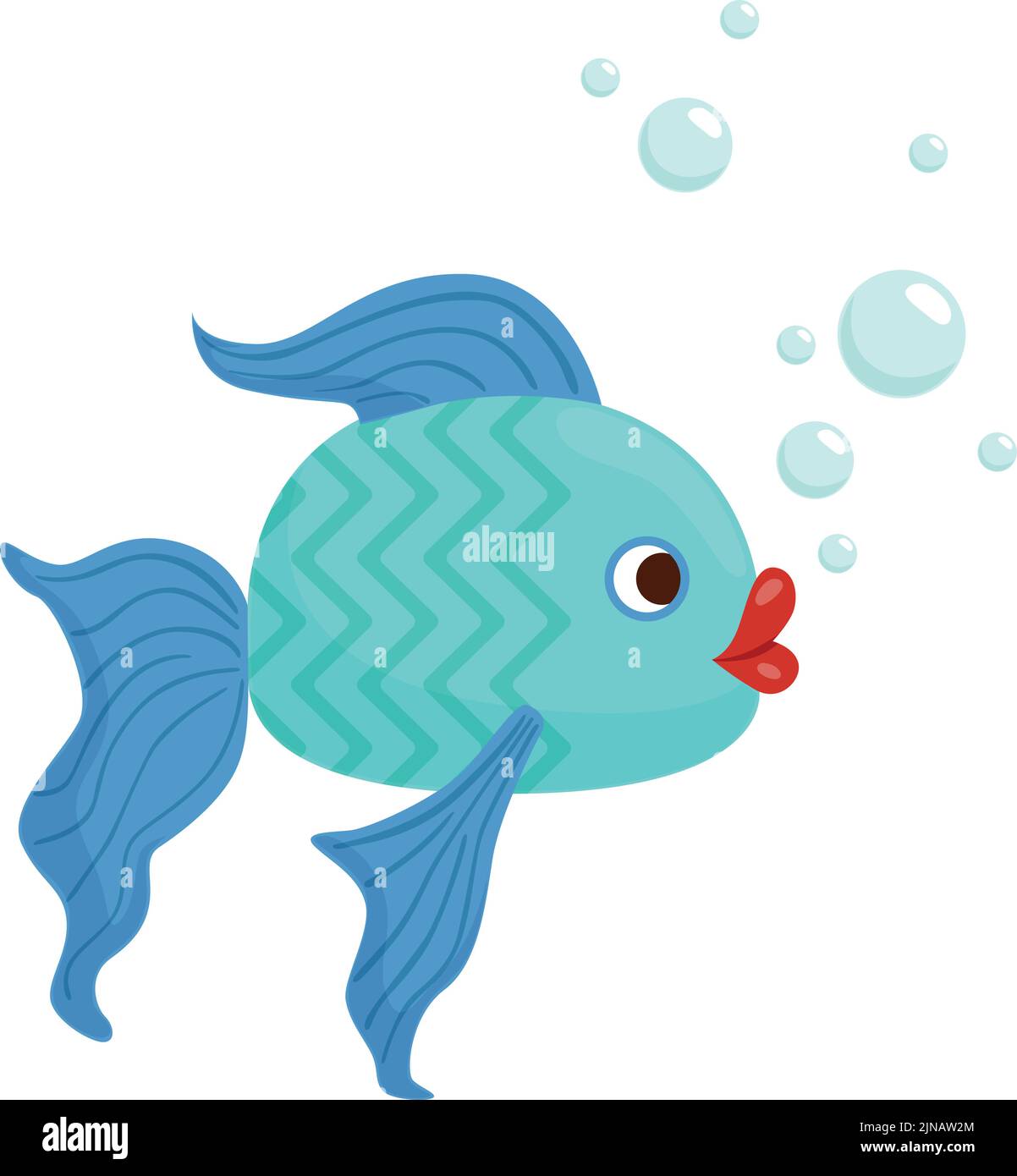 Cartoon blue fish. Funny aquatic animal. Ocean character Stock Vector ...