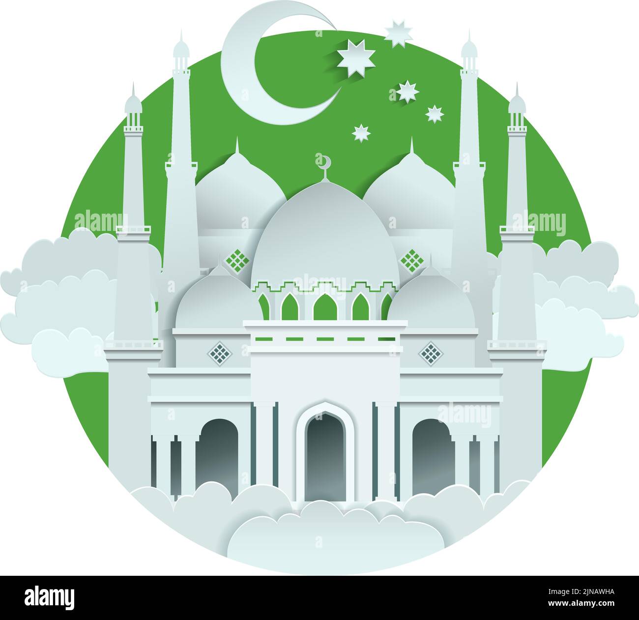 Mosque paper cut. Decorative islamic ramadan card Stock Vector Image ...