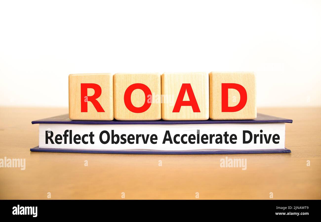 ROAD reflect observe accelerate drive symbol. Concept words ROAD ...