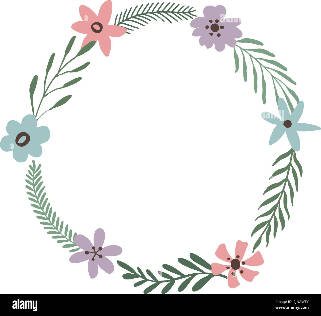 Cute round frame. Floral decorative botany circle Stock Vector Image ...