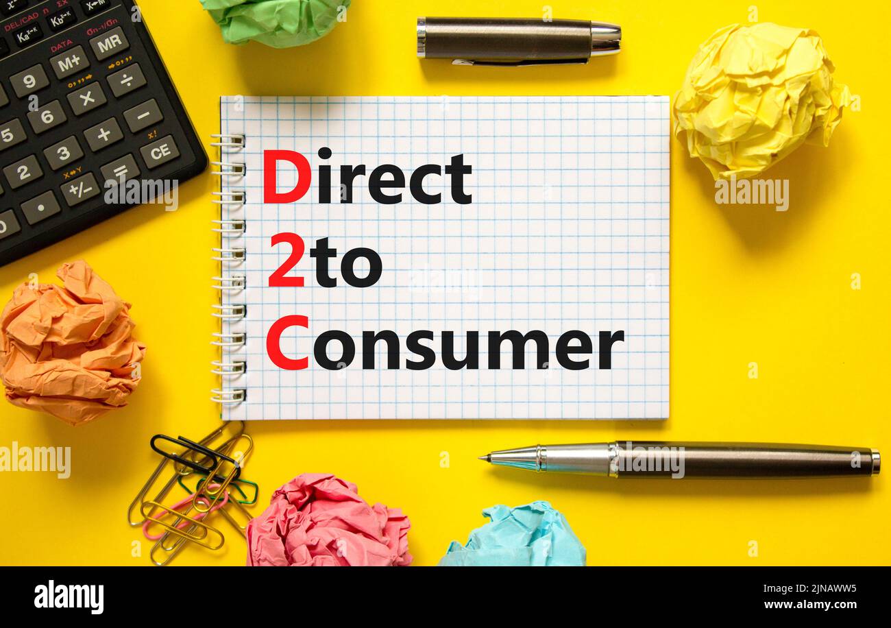 D2C direct to consumer symbol. Concept words D2C direct to consumer on ...