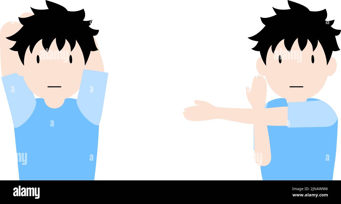 Illustration of stiff shoulder prevention exercises Stock Vector Image ...