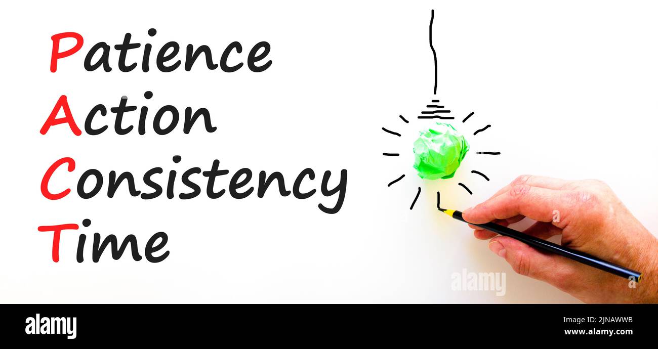 PACT patience action consistency time symbol. Concept words PACT ...