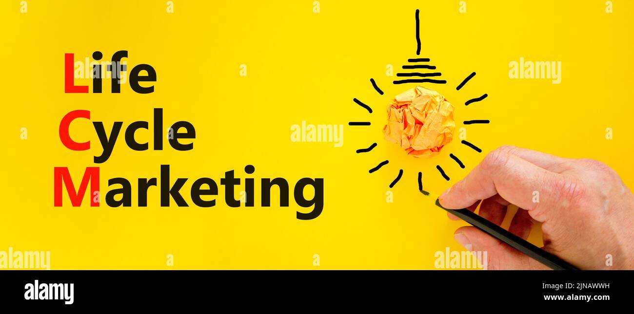LCM lifecycle marketing symbol. Concept words LCM lifecycle marketing ...