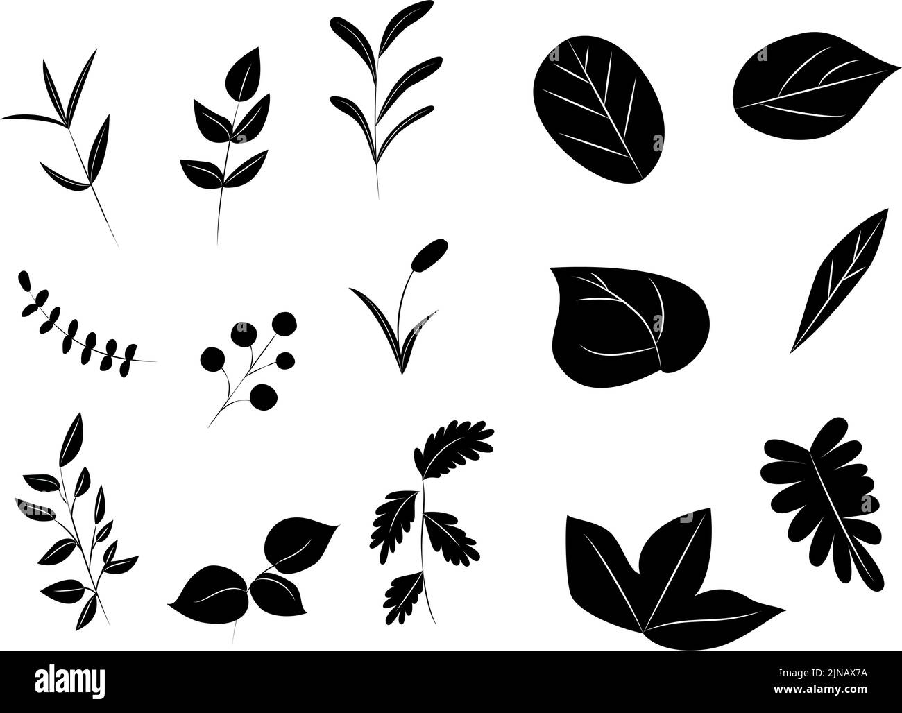Simple plant leaves monochrome Stock Vector Image & Art - Alamy