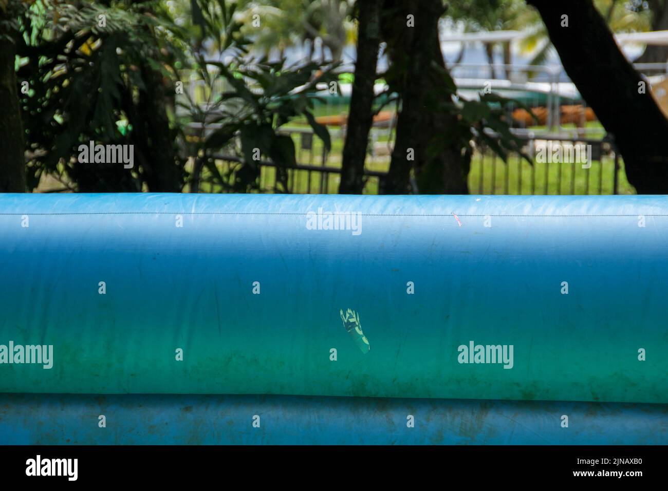 Inflatable toys for fun in the green and blue color in Rio de Janeiro ...