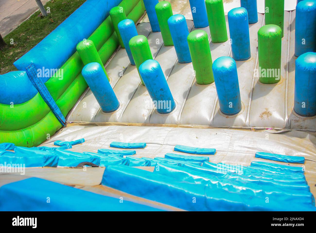Inflatable toys for fun in the green and blue color in Rio de Janeiro ...