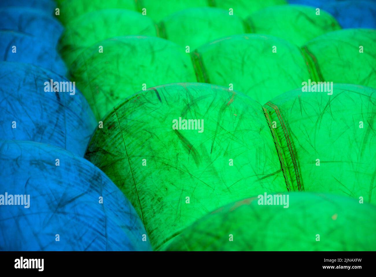 Inflatable toys for fun in the green and blue color in Rio de Janeiro ...