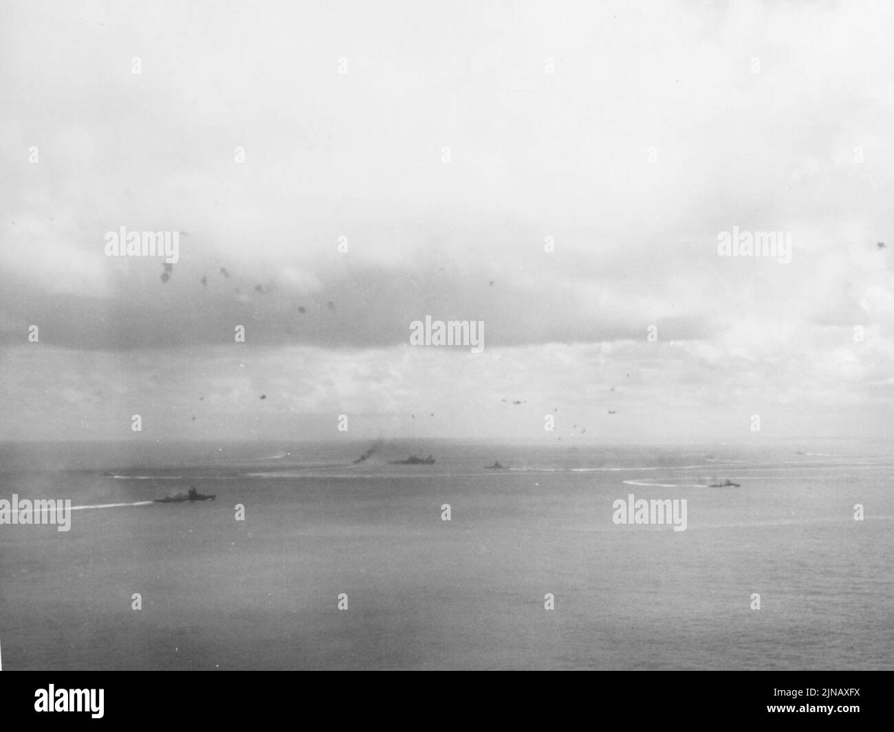 Task Force 16 maneuvering under attack during the Battle of the Santa ...