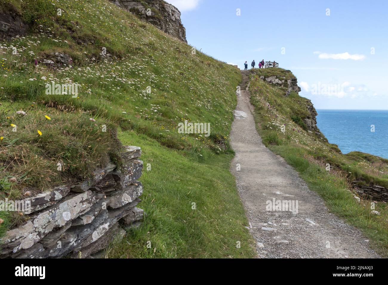 A narrow path leading to the Tintagel Castle in Cornwall, UK Stock ...