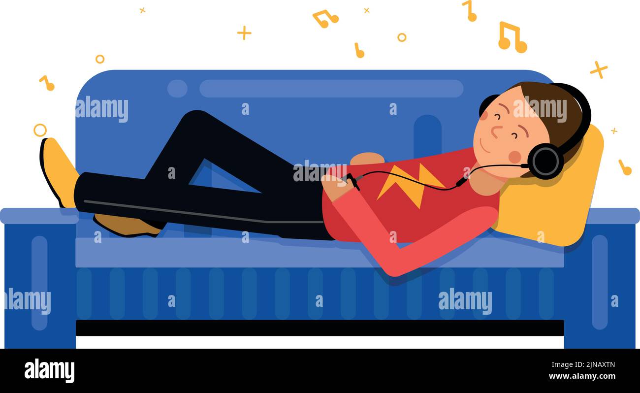 Smiling man on sofa Stock Vector Images - Alamy