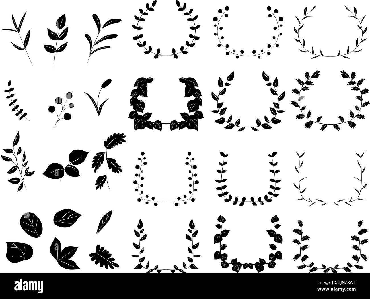 Simple plant leaves monochrome Stock Vector Image & Art - Alamy