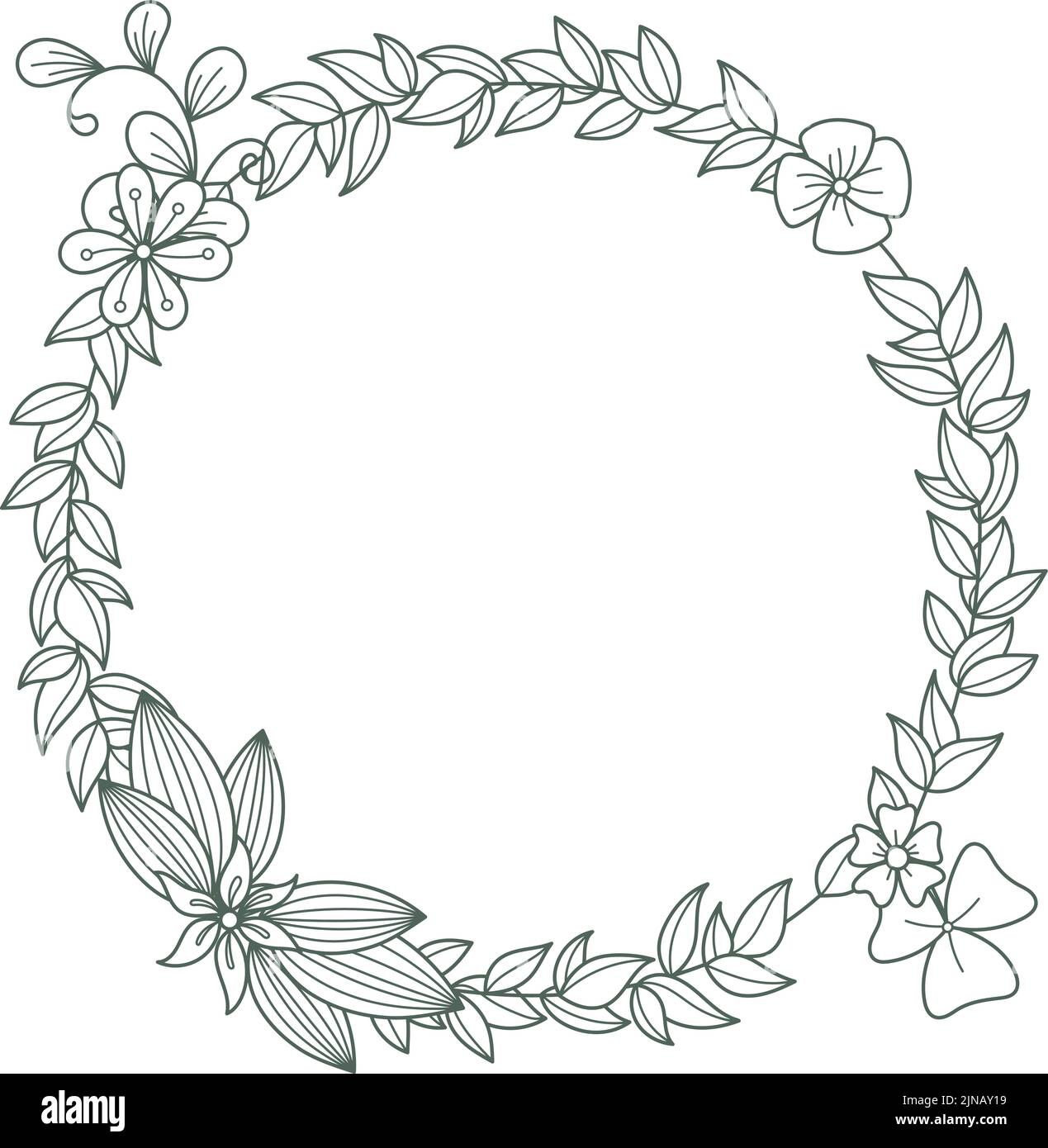Floral wreath drawing hi-res stock photography and images - Alamy