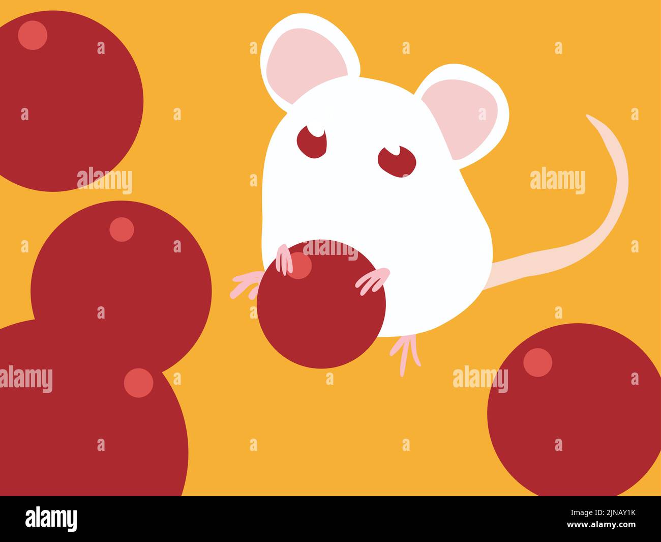 Illustration of a mouse with red southern fruits Stock Vector Image ...