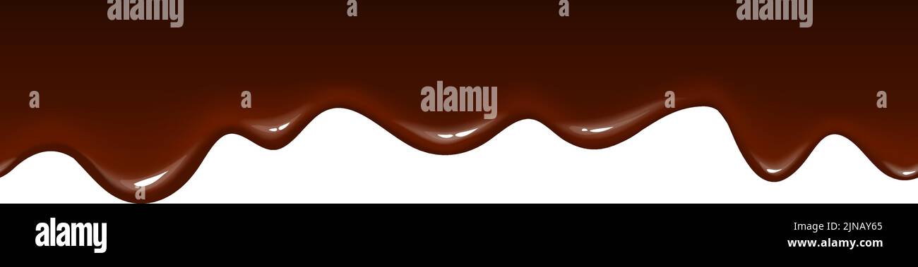 Flowing caramel. Dripping chocolate. Realistic sweet border Stock ...