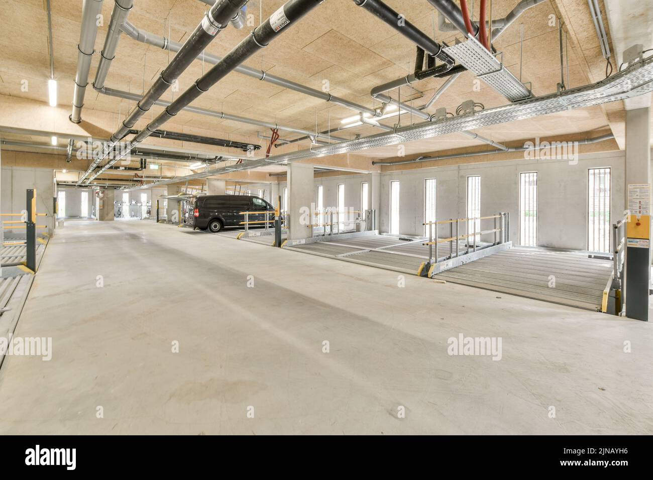 Ground floor for parking place in the modern high rise apartment Stock ...