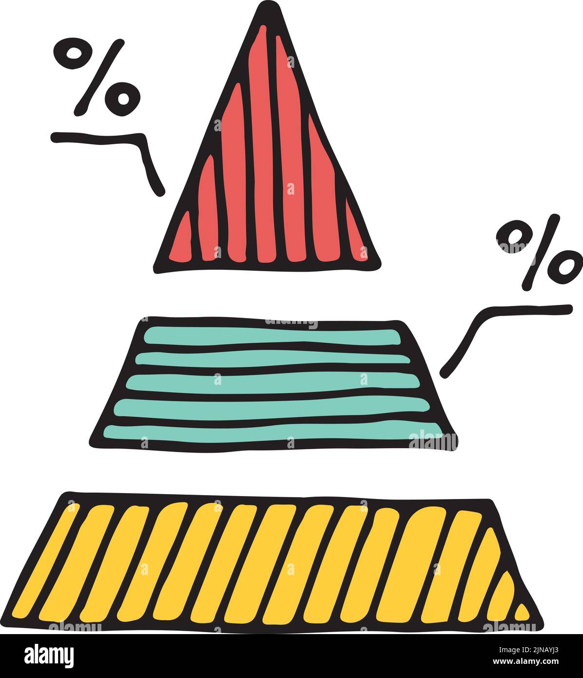 Pyramid chart doodle. Data distribution color icon Stock Vector Image ...