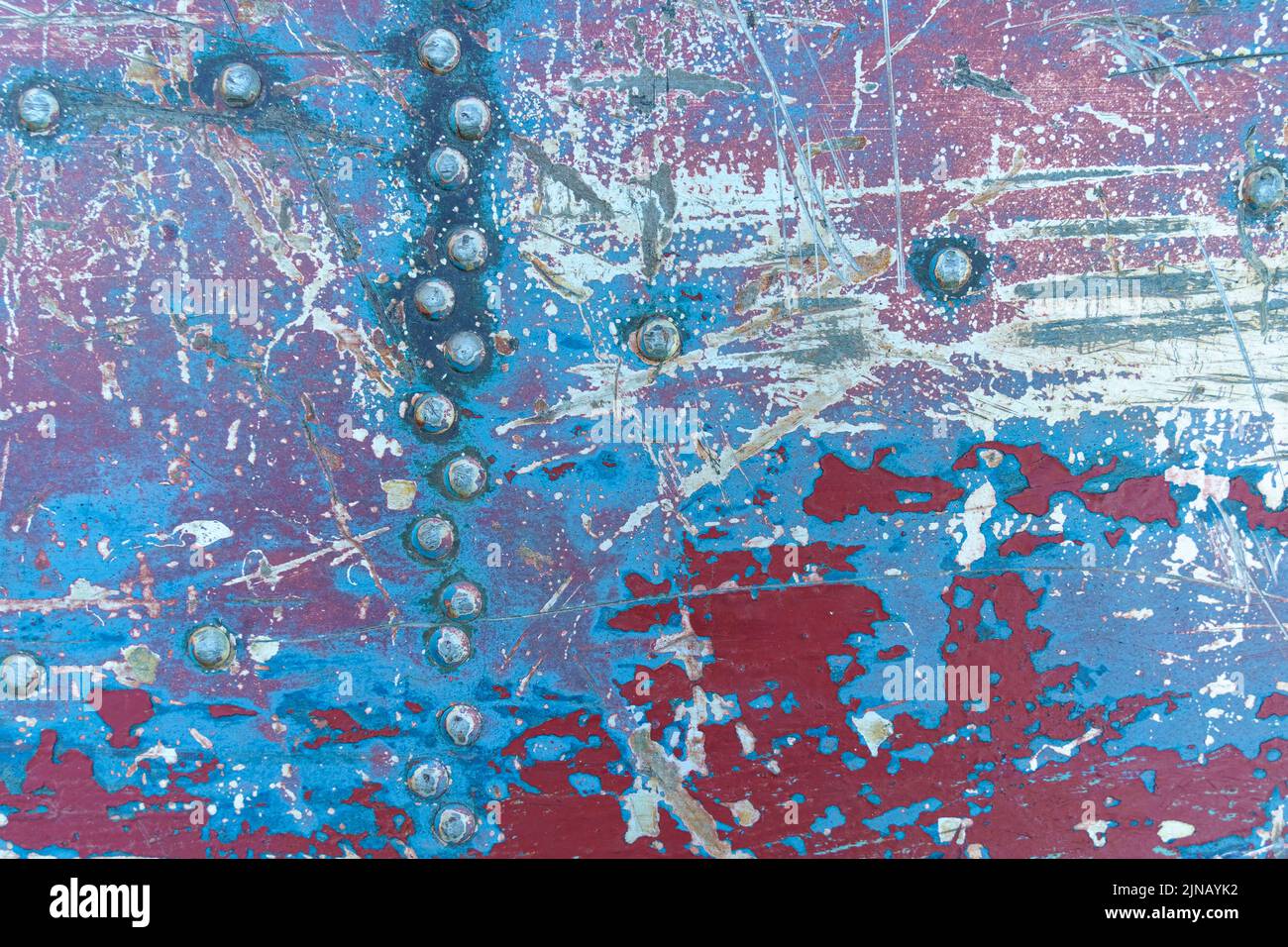 Texture of rusty metal with rivets, blue and red paints. Textures and ...