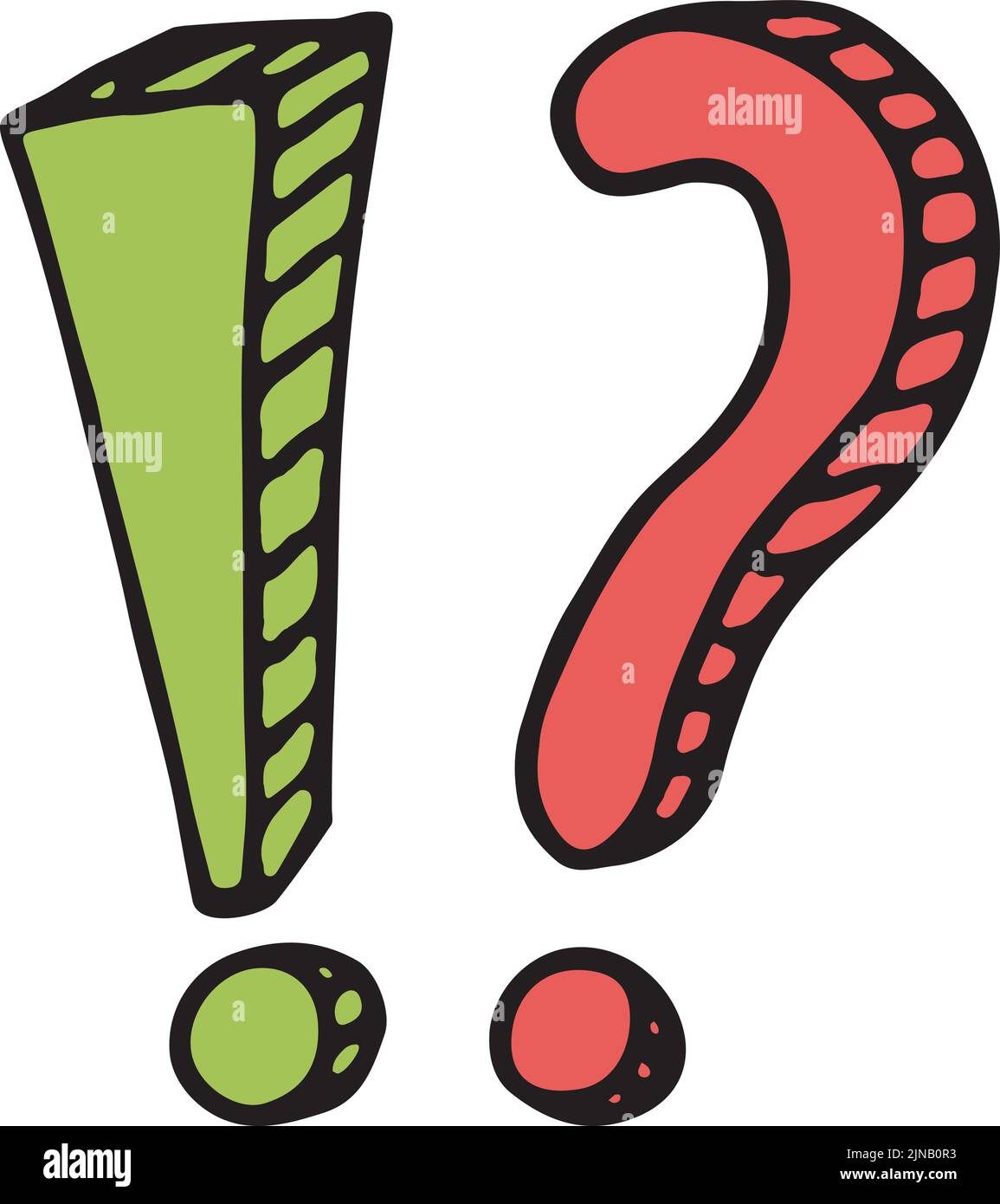 Exclamation point and question mark color doodle icon Stock Vector ...