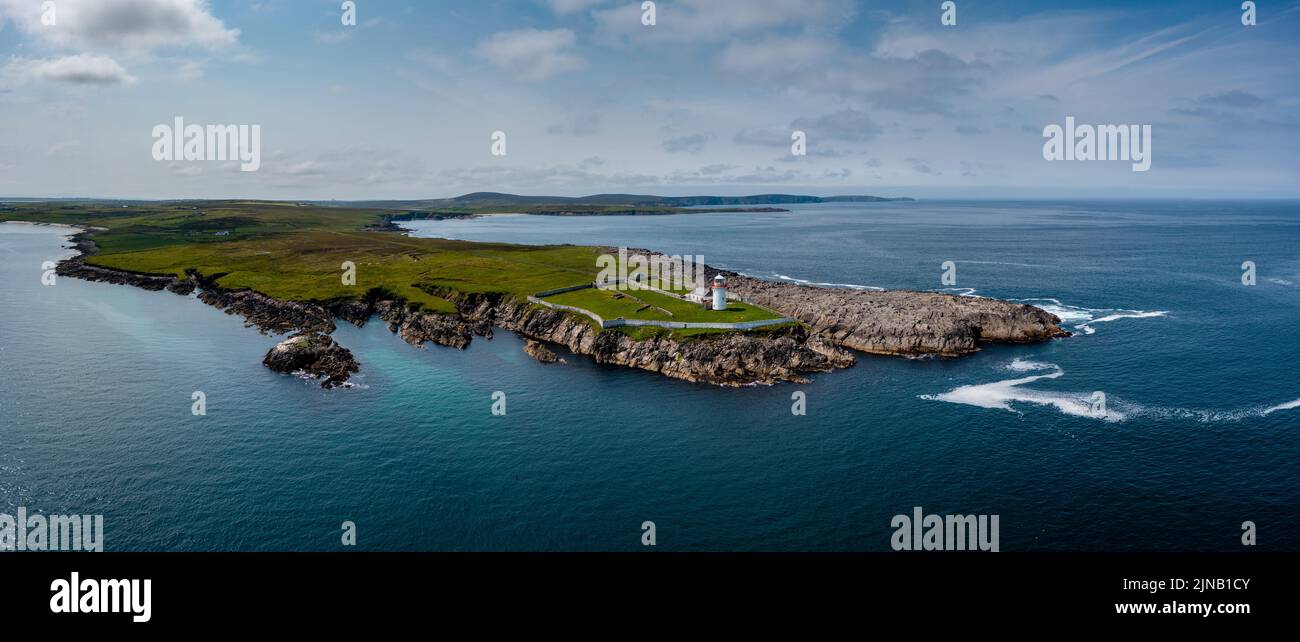 A drone panorama landscape of Boradhaven Bay and the hsitoric ...