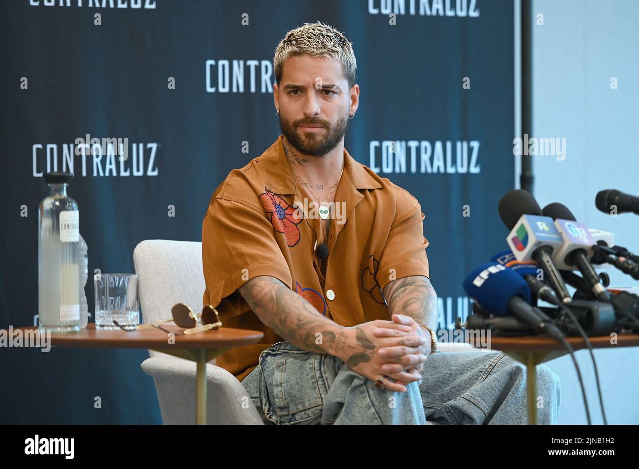 Columbian singer Maluma holds a press conference announcing his latest ...