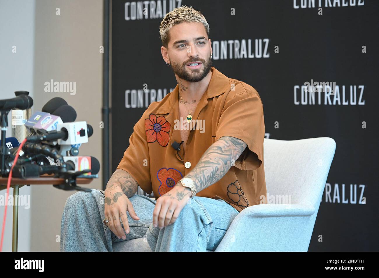 Columbian singer Maluma holds a press conference announcing his latest ...