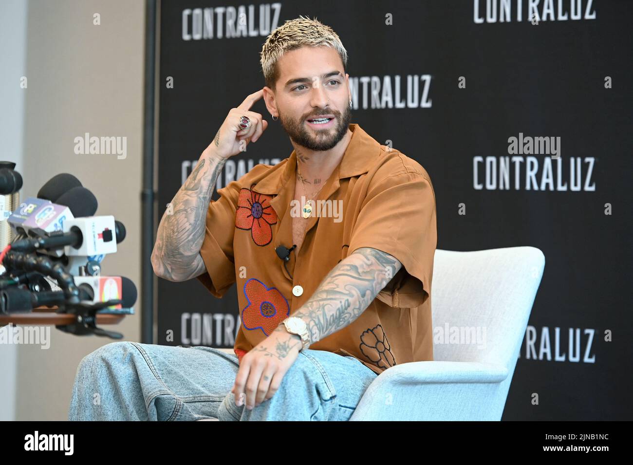 Columbian singer Maluma holds a press conference announcing his latest ...