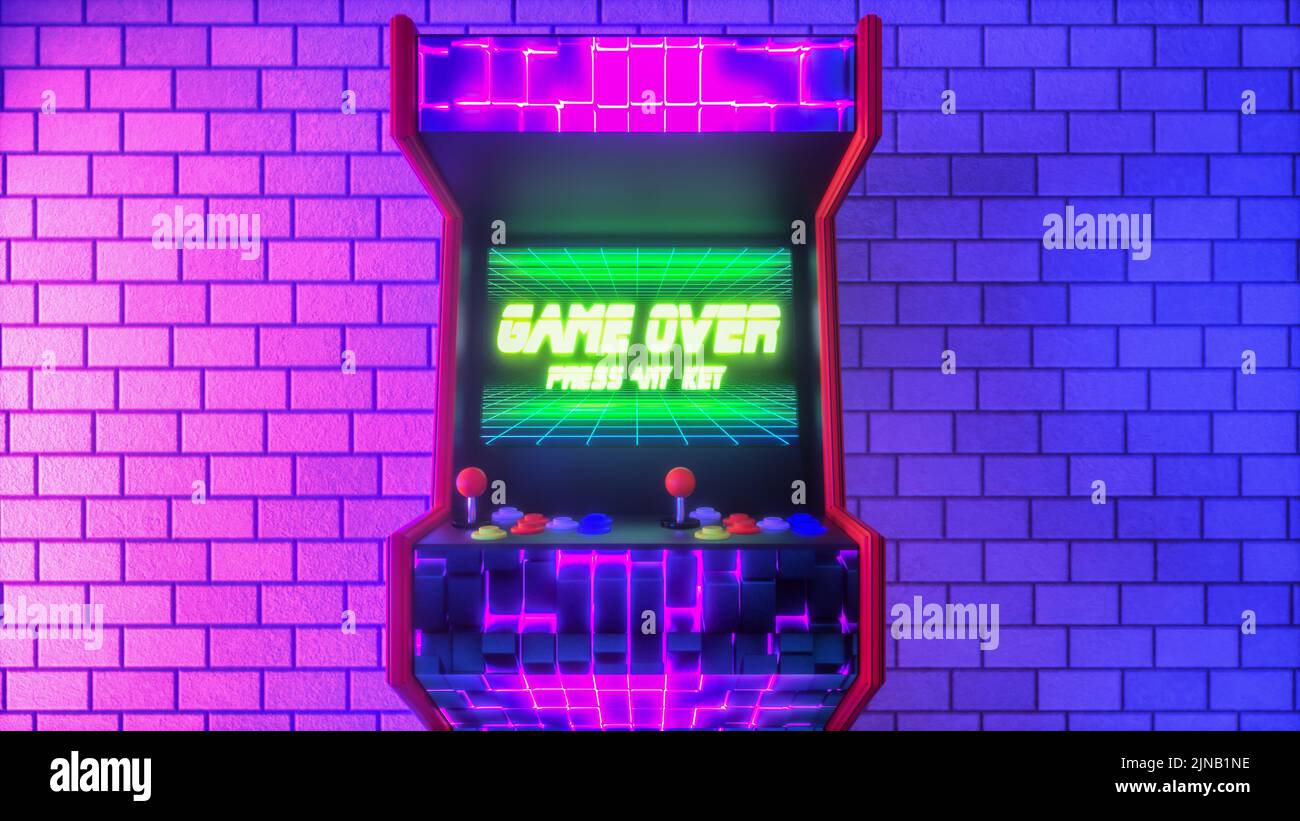 an arcade machine, game over (3d rendering Stock Photo - Alamy