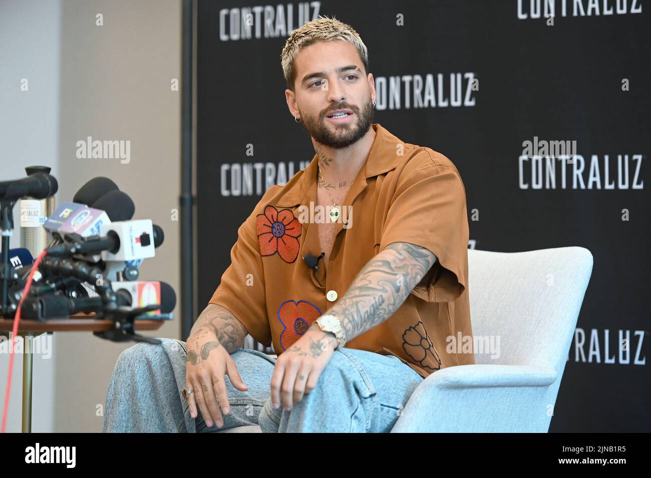 Columbian singer Maluma holds a press conference announcing his latest ...