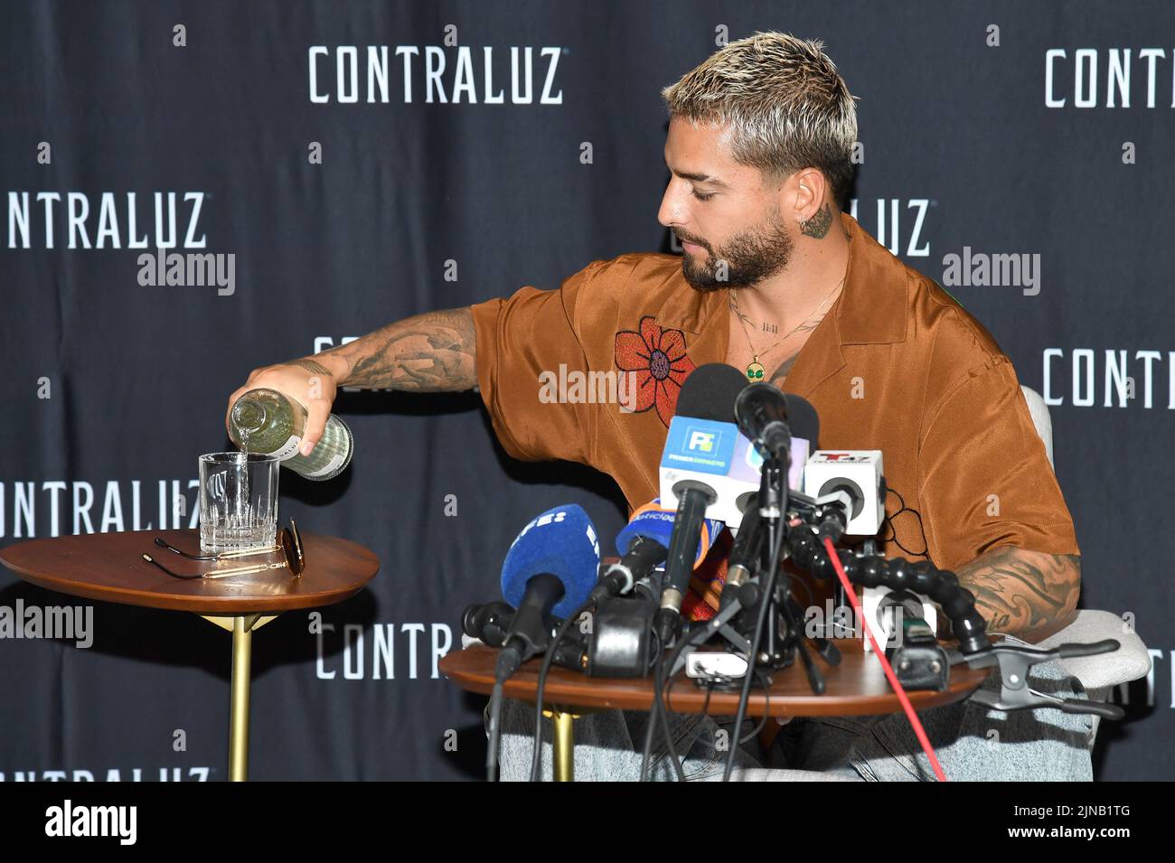 Columbian singer Maluma holds a press conference announcing his latest ...