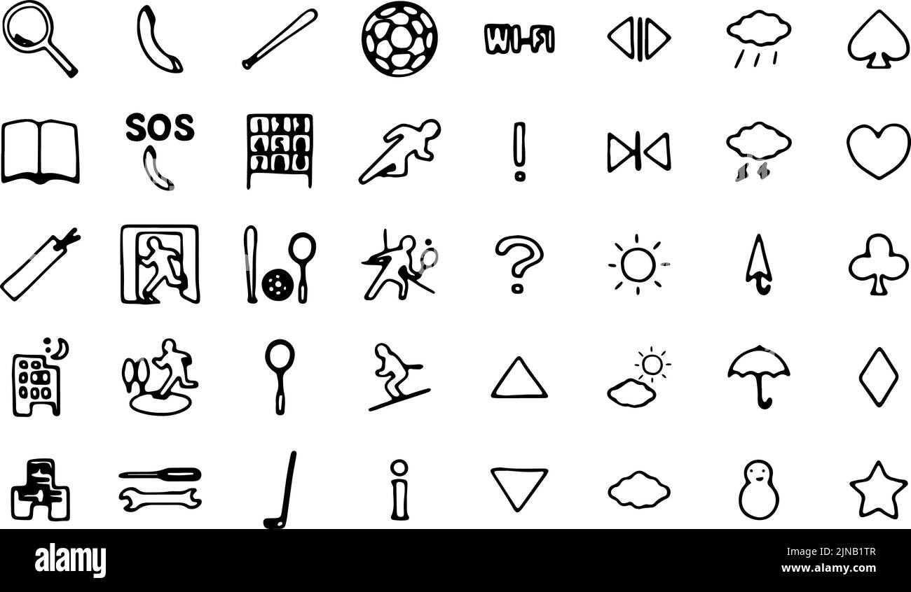 Hand-painted icon set 40 sports and weather Stock Vector Image & Art ...