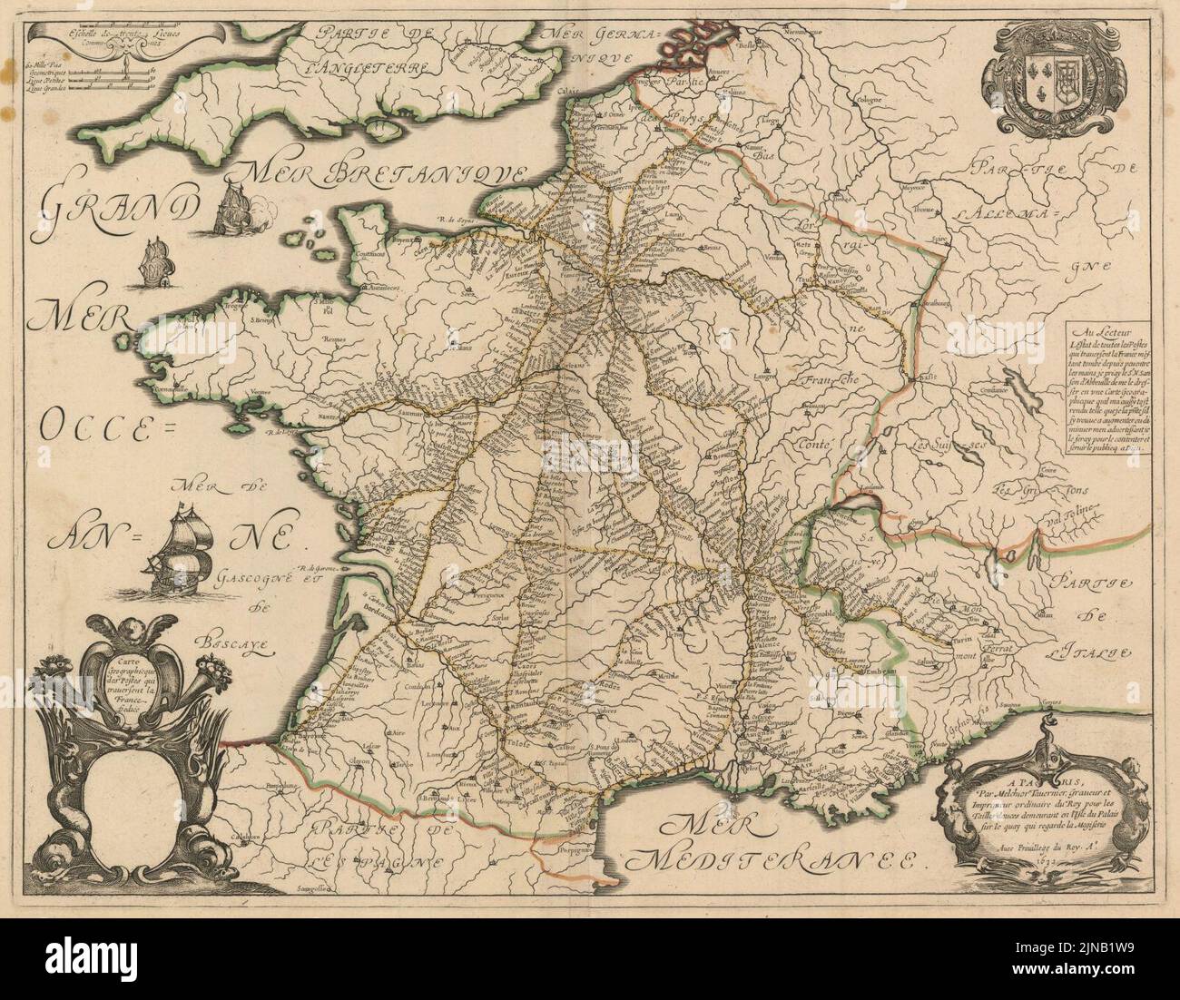 Tavernier - France postal route map 1632 Stock Photo - Alamy