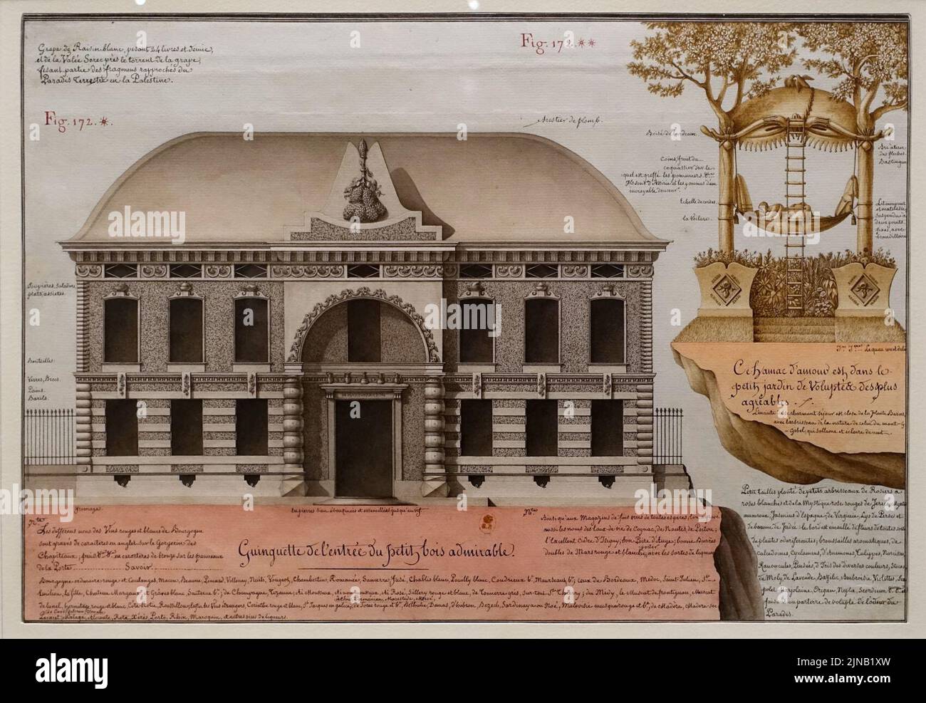Tavern and Hammock of Love, from Civil Architecture, by Jean-Jacques ...