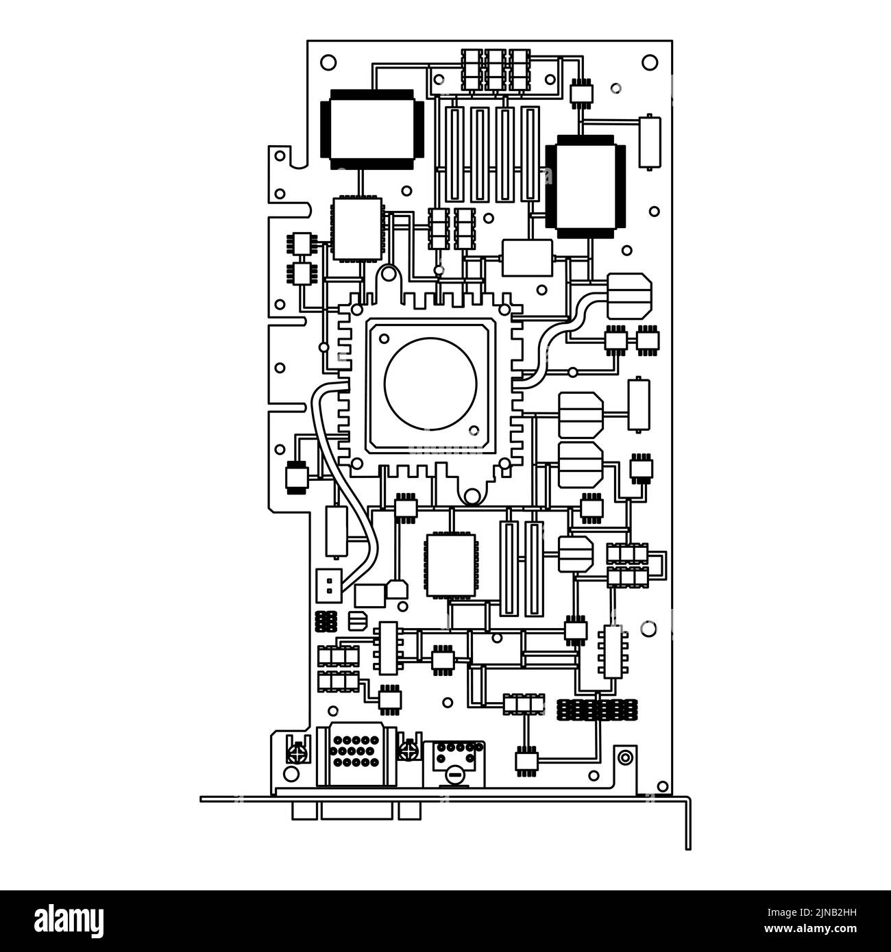 Cpu chip technology vector digital electronic outline. Computer ...