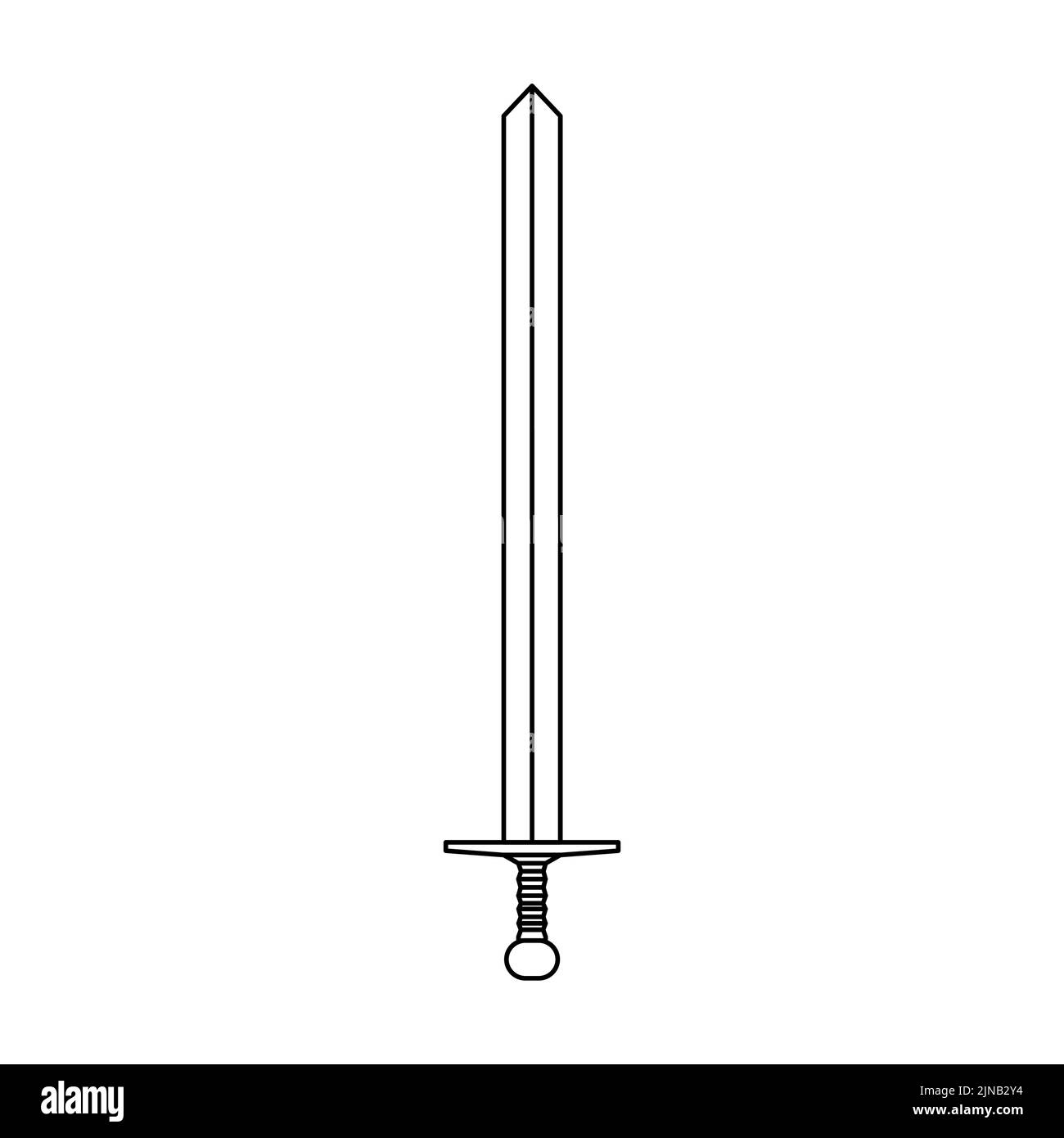 Sword weapon vector illustration icon outline. Fantasy steel medieval ...
