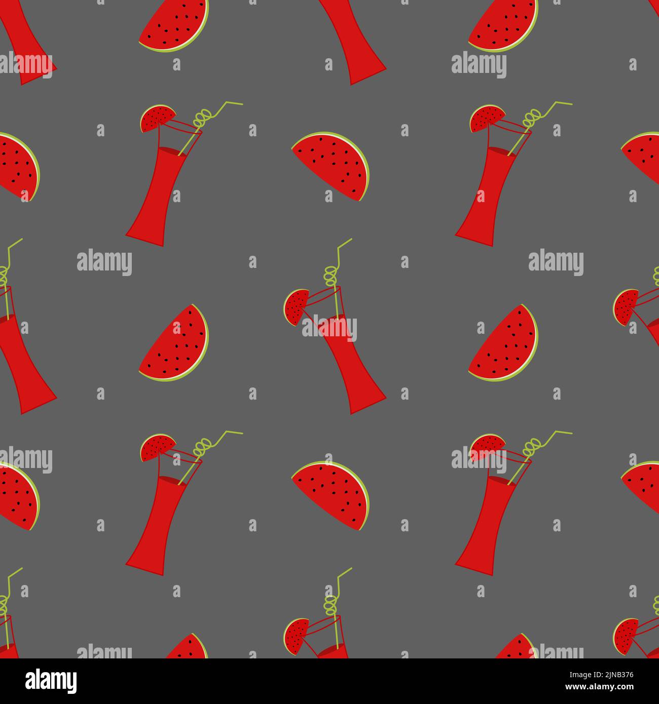 Illustration with watermelon cocktail and slices of watermelon on a ...