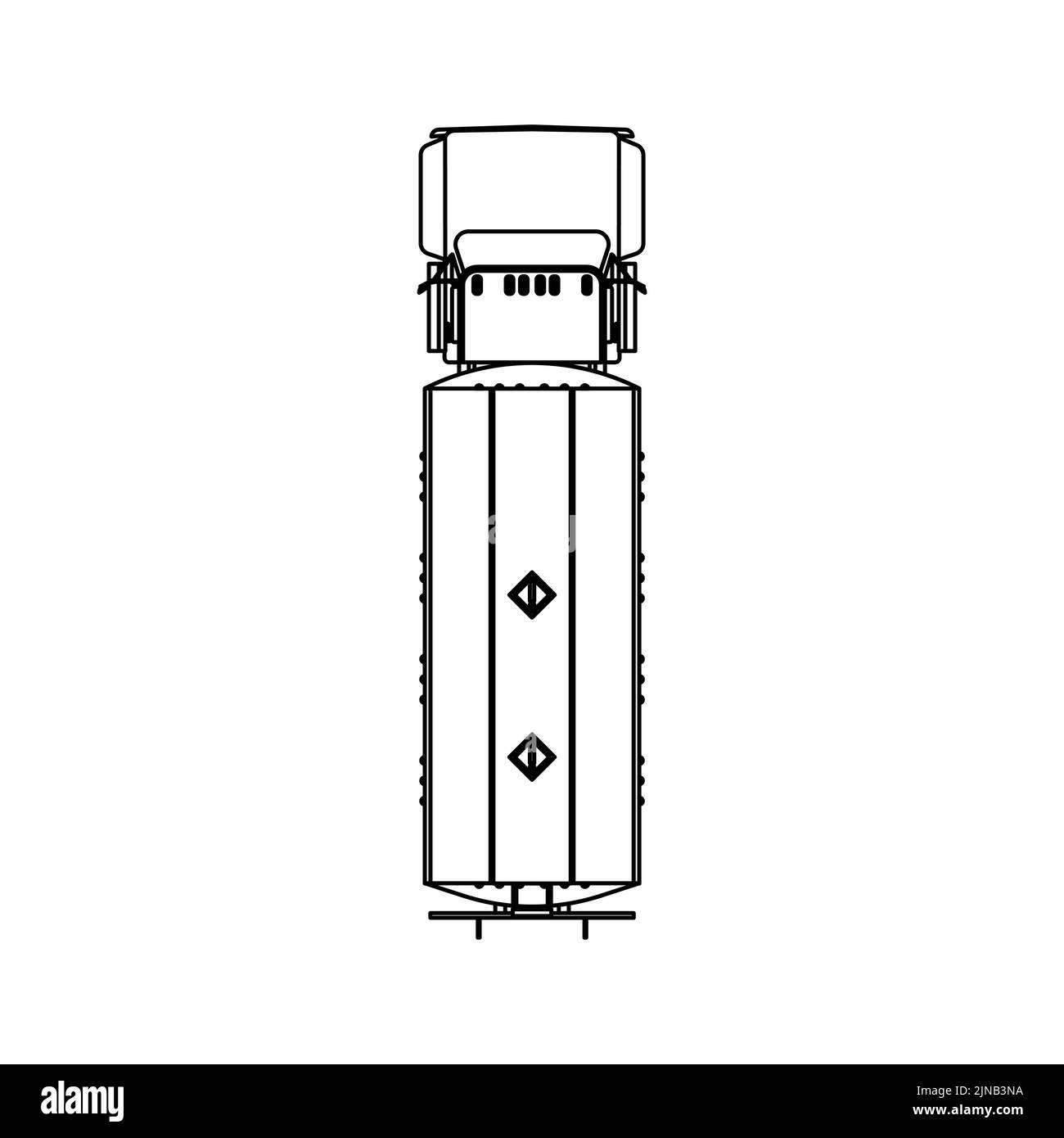Airport aviation fuel truck line vector flat top view. Airplane petrol ...